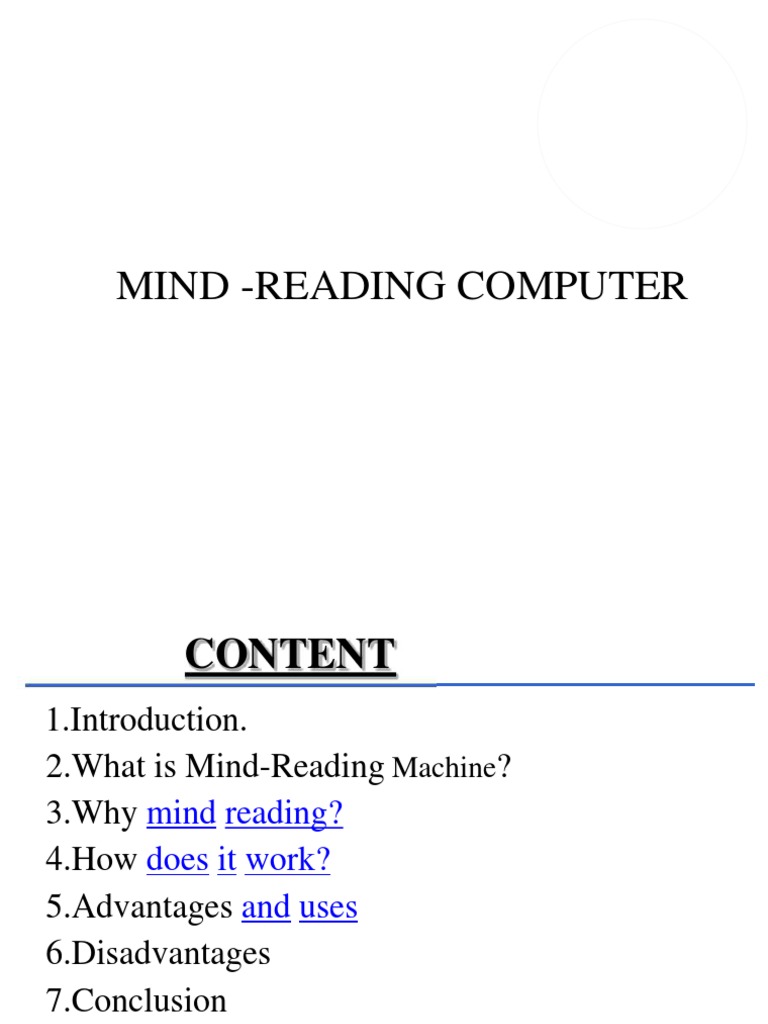 Mind Reading Computer PDF | PDF | Career & Growth