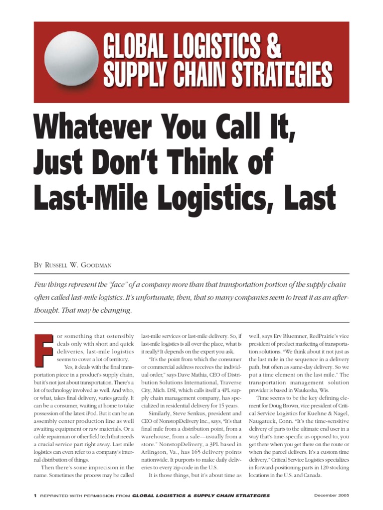 Global Logistics Supply Chain Strategies | Download Free PDF ...