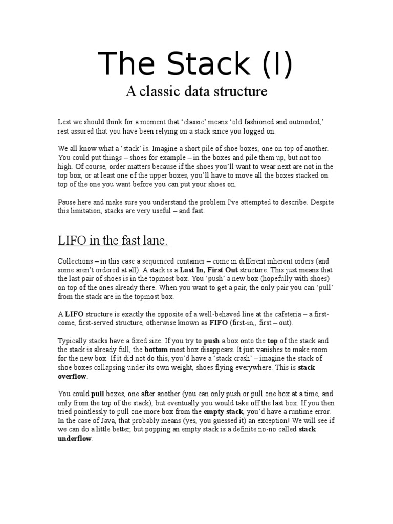 CS AB Stack Part 1 | PDF | Algorithms And Data Structures | Computer ...