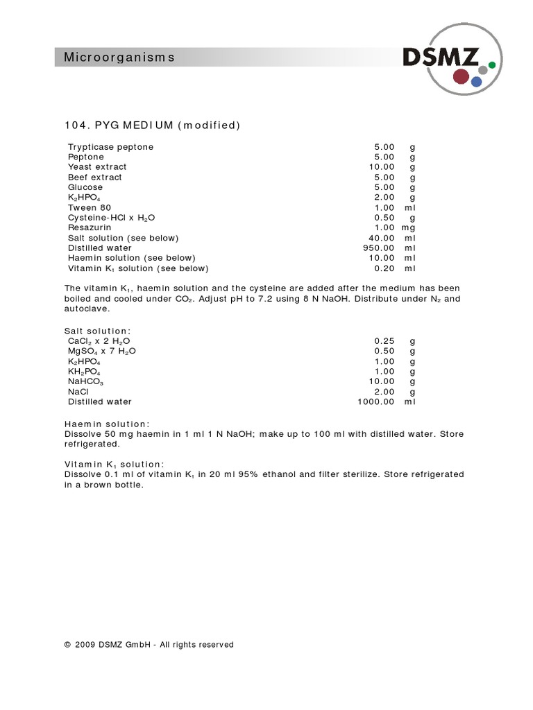 Microorganisms: 104. PYG MEDIUM (Modified) | PDF | Cooking, Food & Wine ...