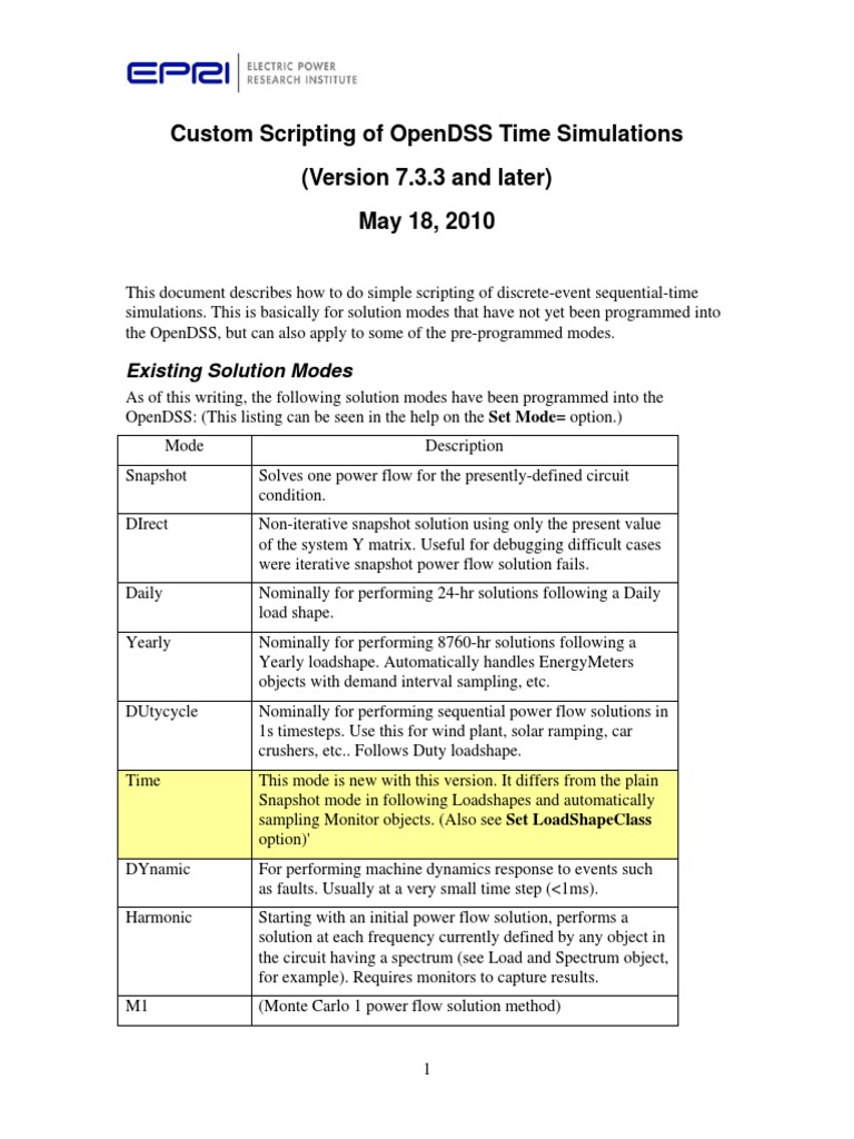 OpenDSS Custom Scripting | PDF | Scripting Language | Simulation