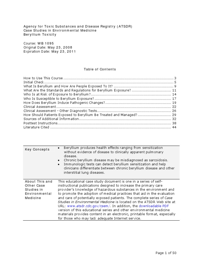 Agency For Toxic Substances and Disease Registry (ATSDR) Case Studies ...