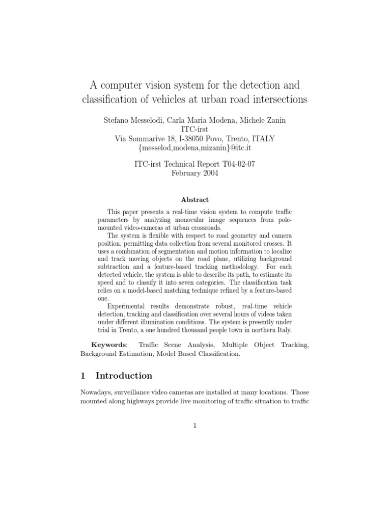 Computer Vision System | PDF | Computer Vision | Traffic