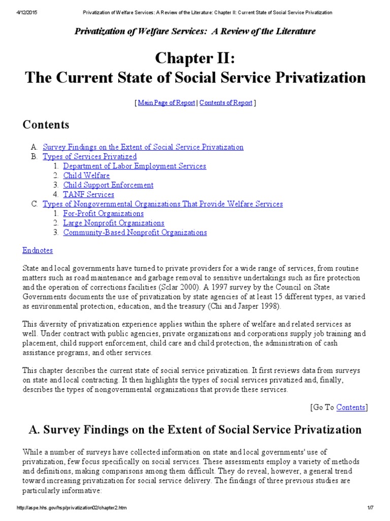 Chapter II: The Current State of Social Service Privatization | PDF ...