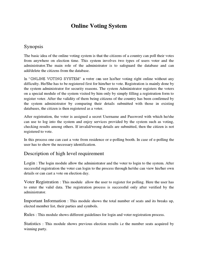 Online Voting System | PDF | Electronic Voting | Voter Registration