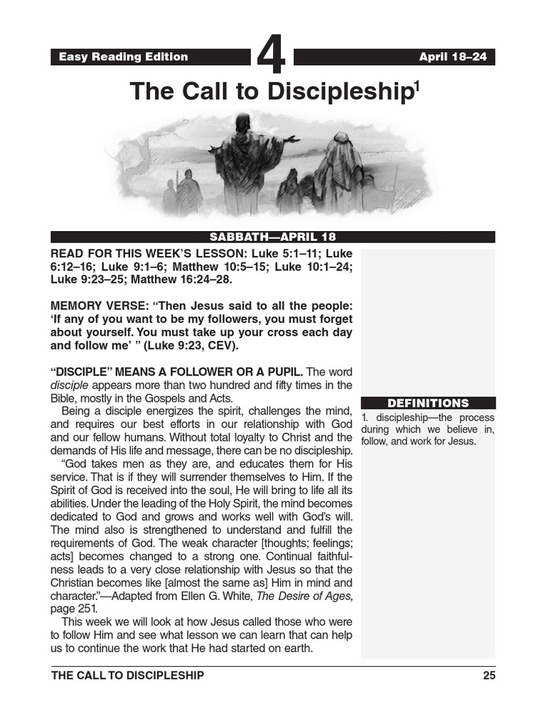 2nd Quarter 2015 Lesson 4 Easy Reading Edition The Call To Discipleship ...