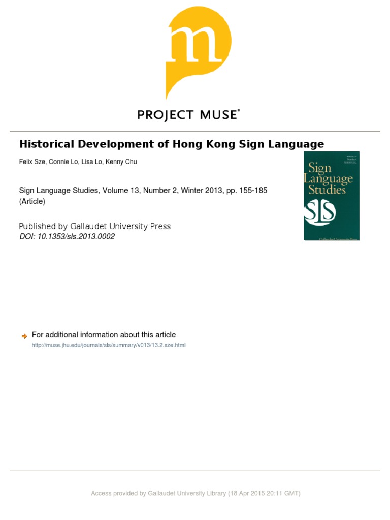 Historical Development of Hong Kong Sign Language | PDF | Sign Language ...