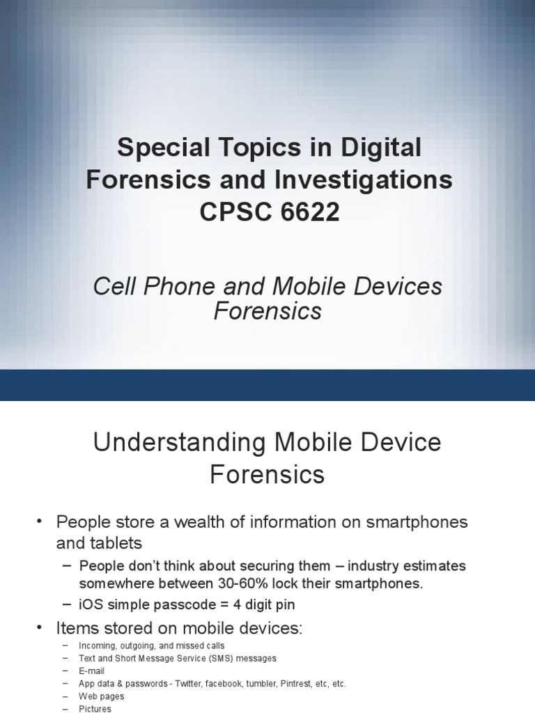 Mobile Forensics Lecture Slides | PDF | Subscriber Identity Module ...