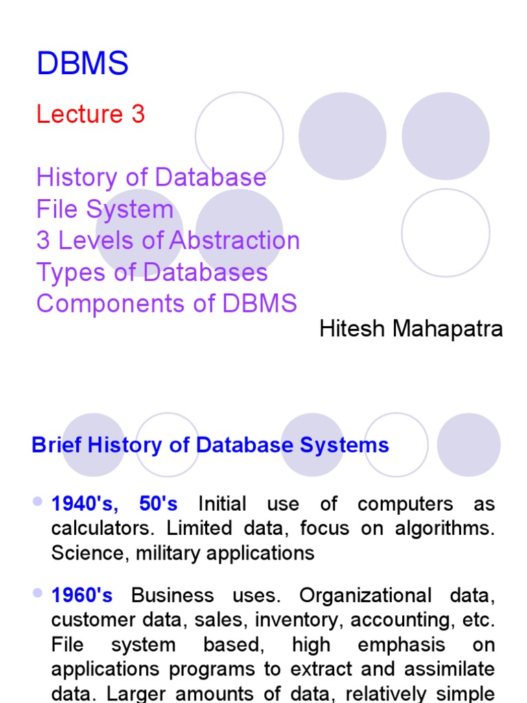 Lecture 3 History of Database File System | PDF | Databases ...