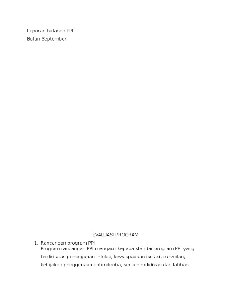 Evaluasi Program PPI September | PDF | Kesehatan Holistik