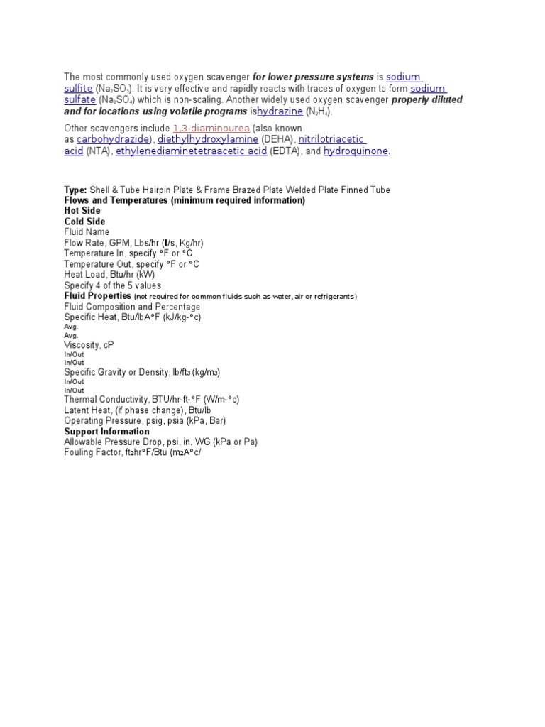 The Most Commonly Used Oxygen Scavenger | PDF | Science & Mathematics