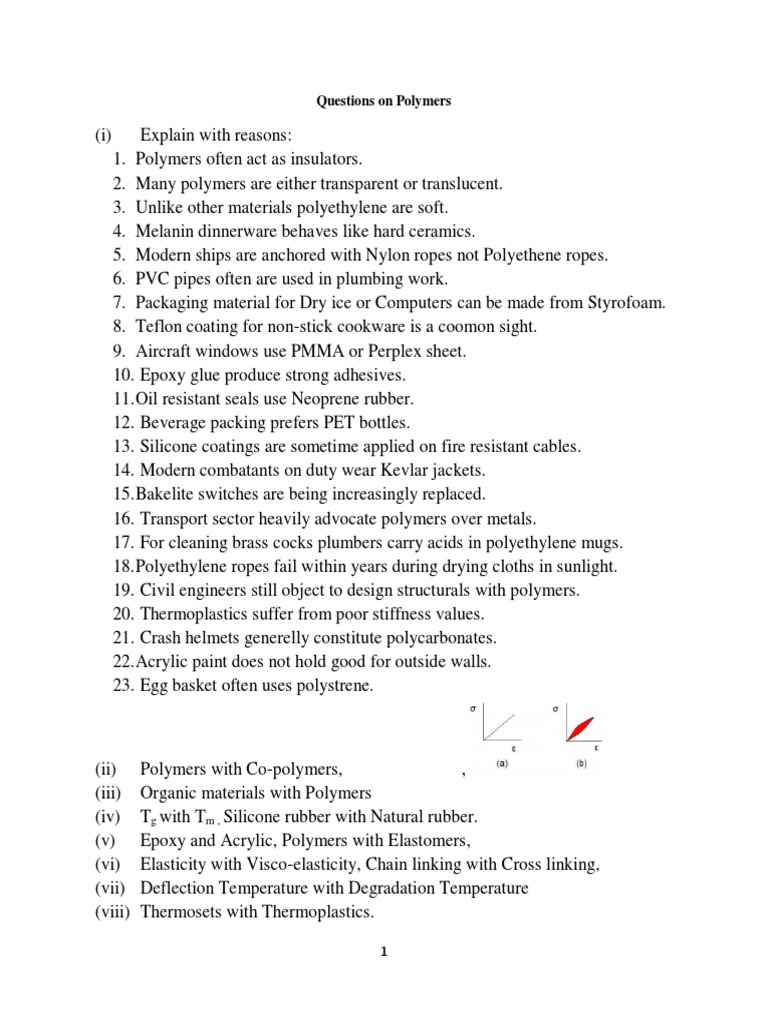 Polymers Questions With Answer | PDF | Polymers | Polyethylene