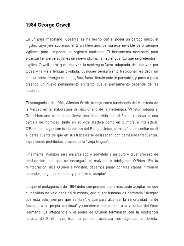 1984 George Orwell | PDF | Capitalismo | Jardín de infancia