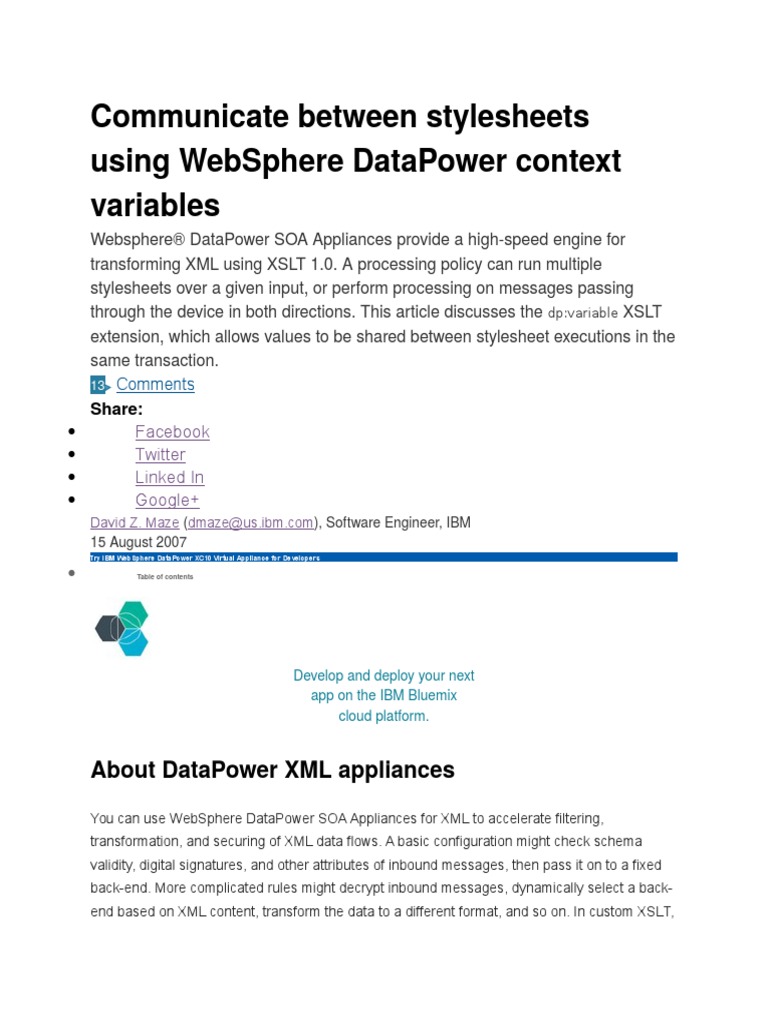 Communicate Between Stylesheets Using Websphere Datapower Context Variables Pdf Xslt Xml 2931