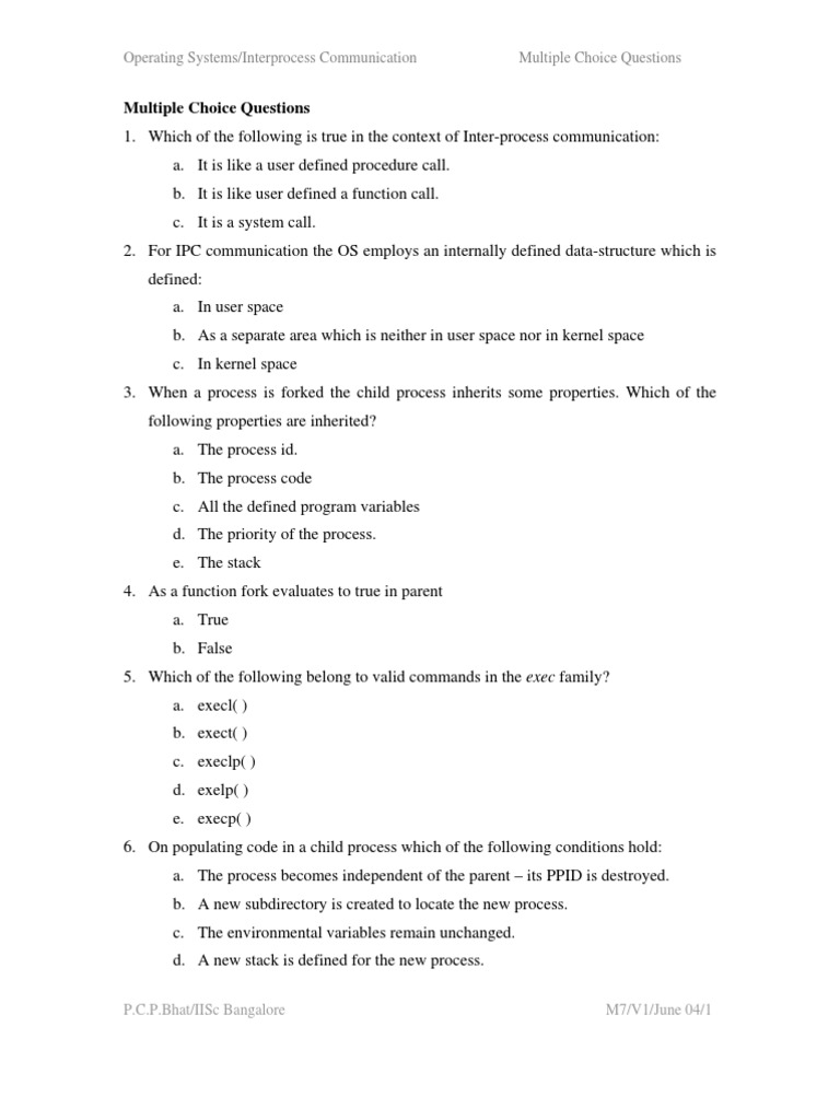 Os Objective Questions Pdf Process Computing Pointer Computer Programming