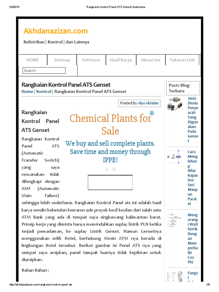 Rangkaian Kontrol Panel ATS Genset | PDF