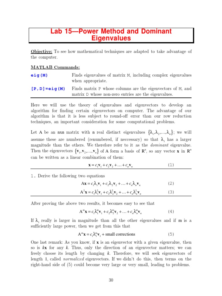 MATLAB Eigenvalue Analysis Guide | PDF | Eigenvalues And Eigenvectors | Applied Mathematics