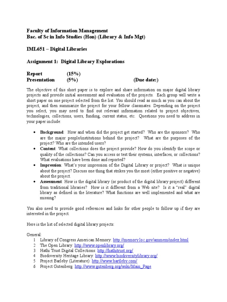 Digital Library Assignment1 2014 | PDF | Digital Library | Libraries
