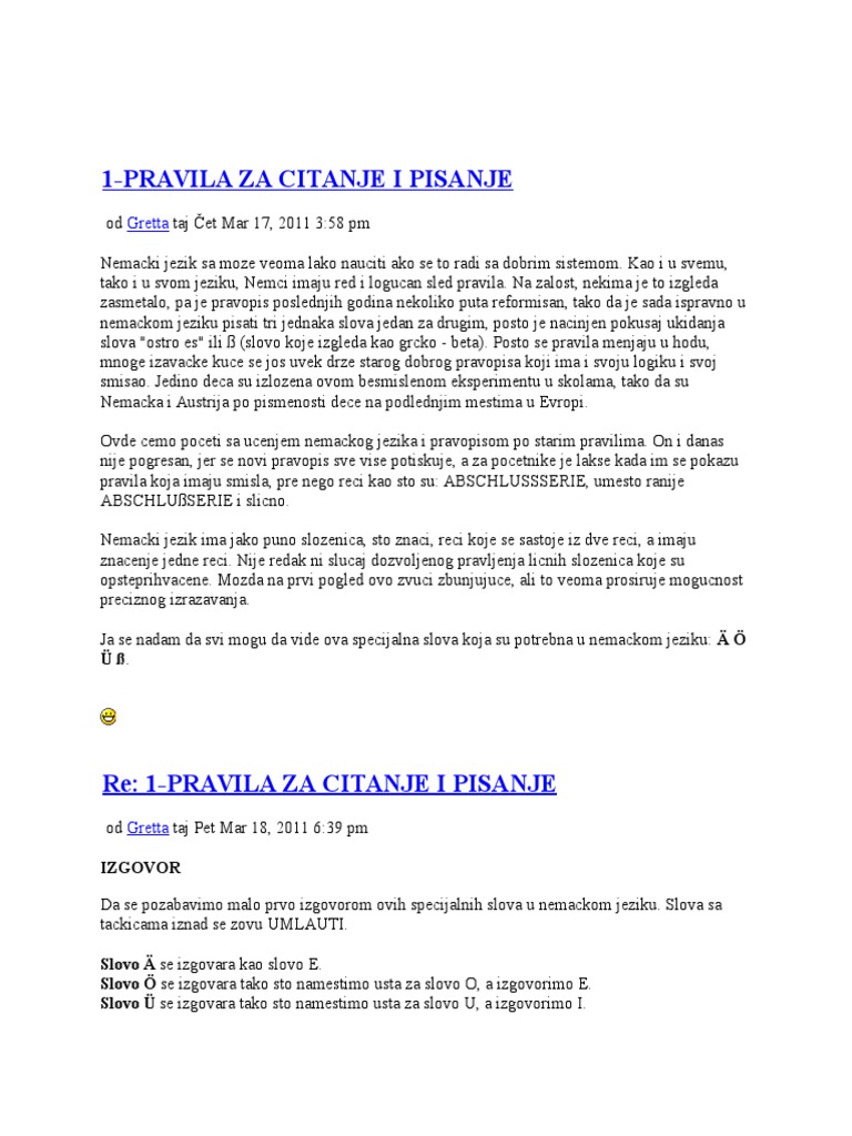 Pravila Citanja I Pisanja | PDF