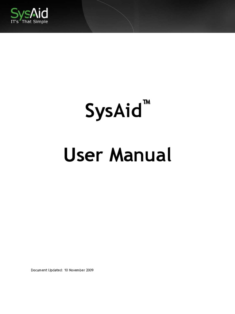 SysAid User Manual | PDF | Port (Computer Networking) | Itil