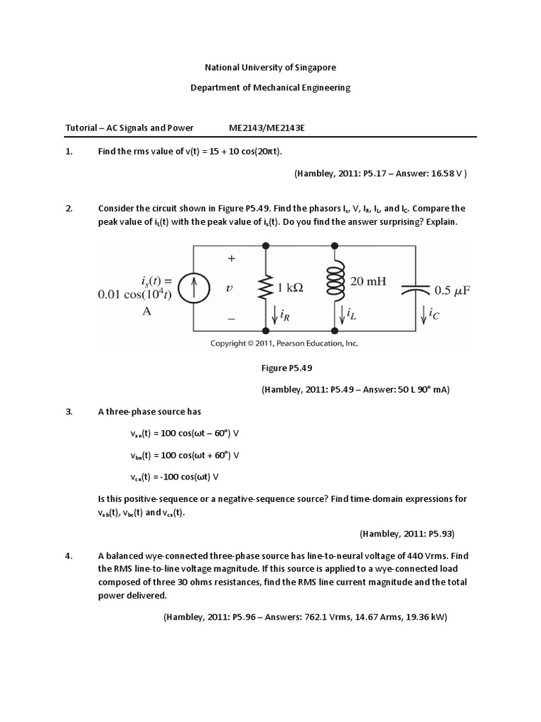 Tutorial - AC Signals and Power | PDF