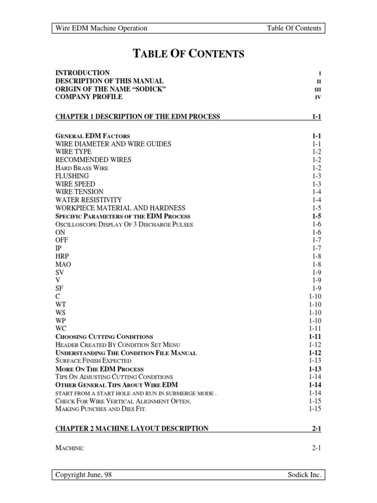Sodick Edm Mk25manual | PDF | Electrical Resistivity And Conductivity ...