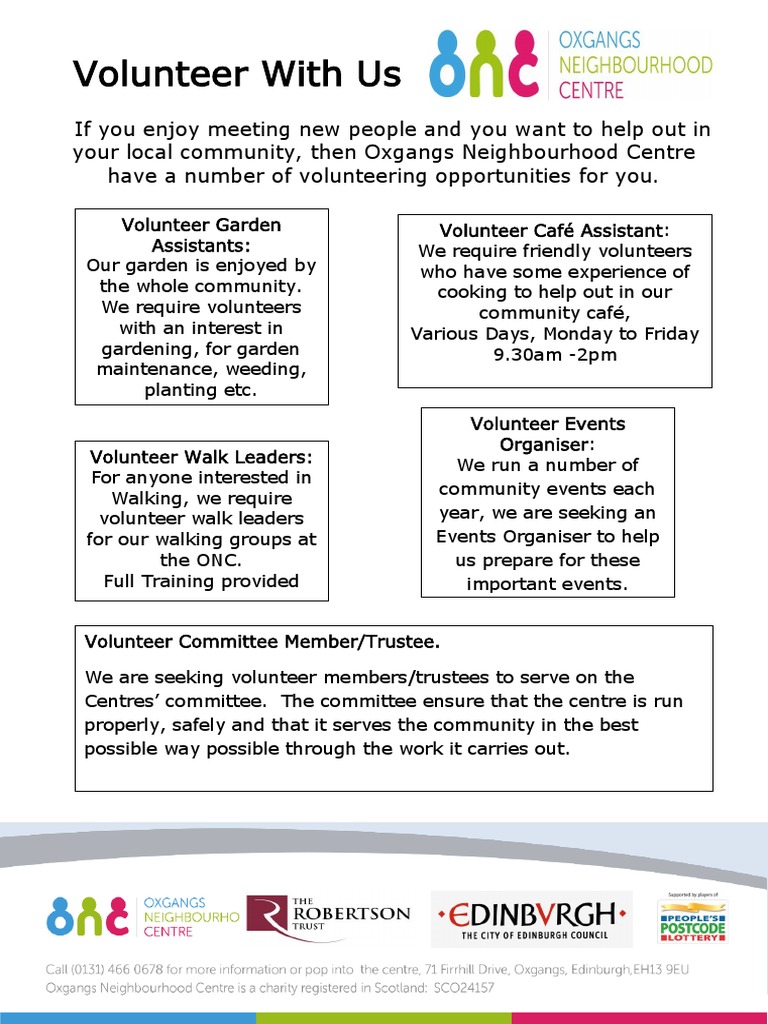 Oxgangs New Volunteer Poster | PDF | Career & Growth