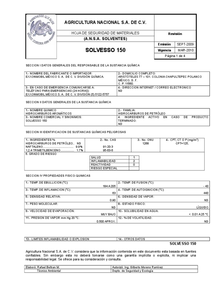Solvesso 150 | Descargar gratis PDF | Agua | Química
