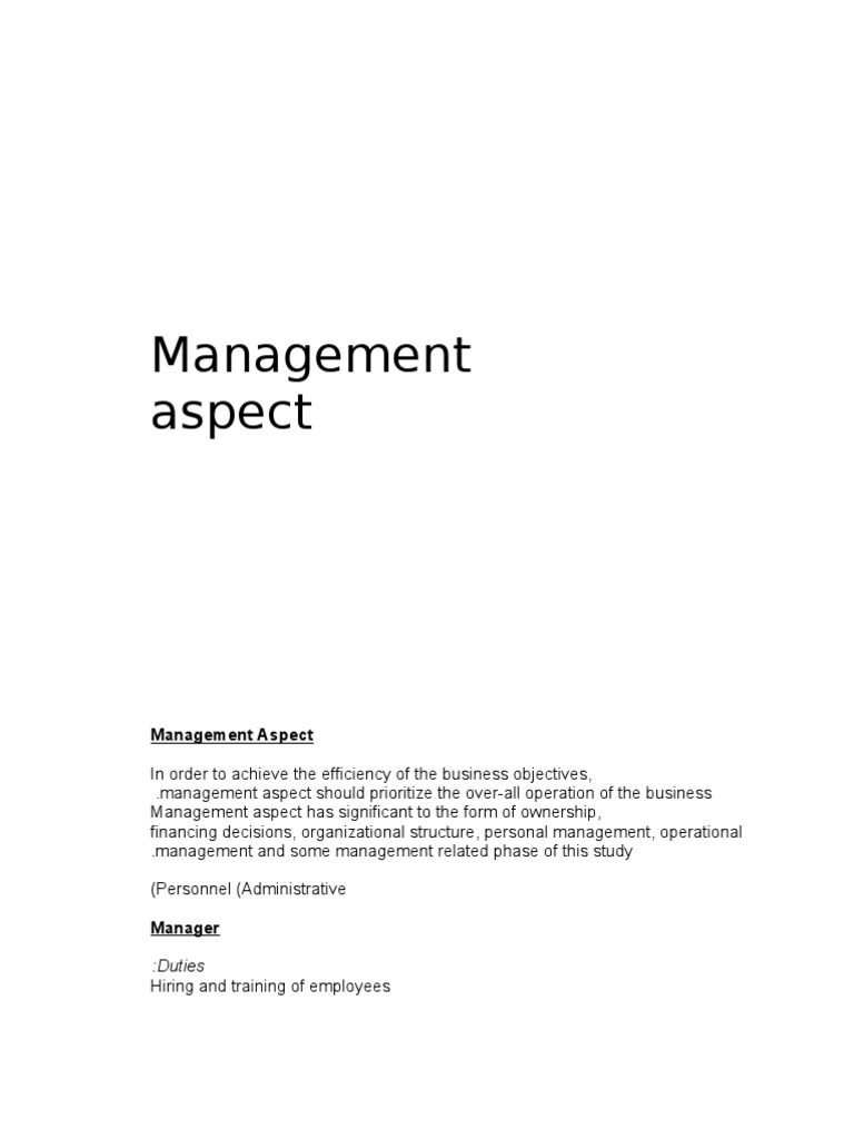 Management Aspect | PDF | Tofu | Hamburgers