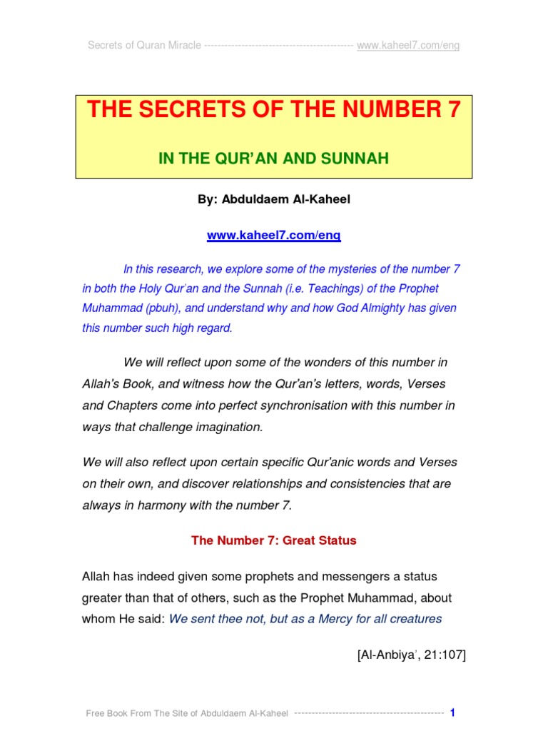 Significance of Number 7 in Islam | PDF | Quran | Islam