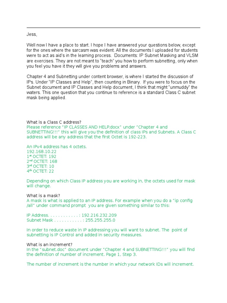 Understanding Class C IP Addresses and Subnet Masks | PDF | Ip Address ...