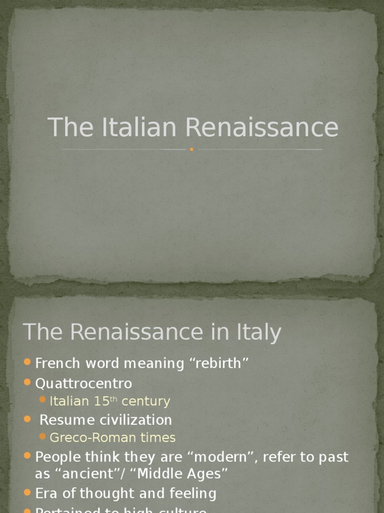 Italian Renaissance Overview | PDF | Art | History