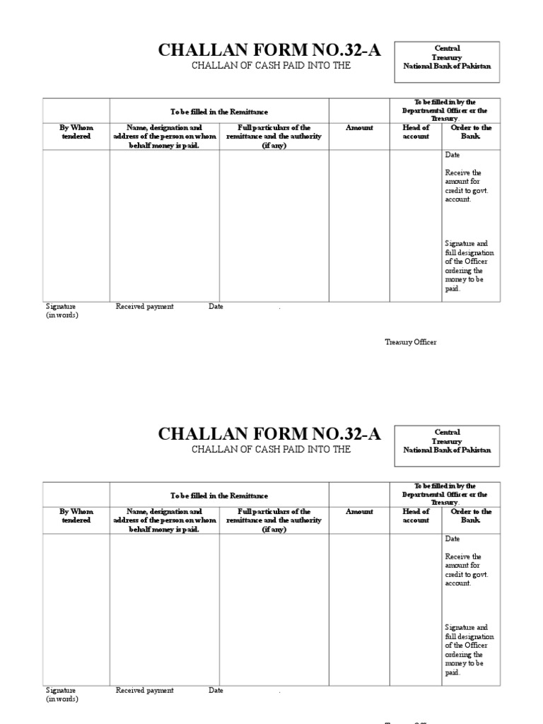 CHALLAN FORM No.32 A | PDF | Money | Financial Technology
