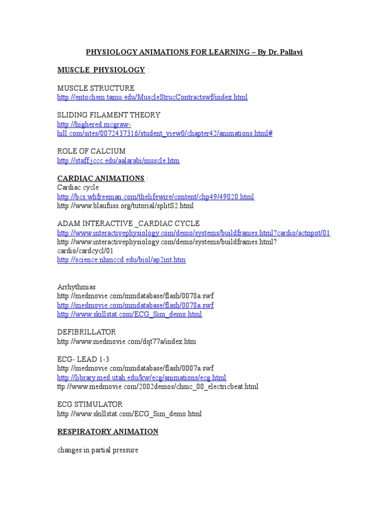 Physiology Animations For Learning | PDF