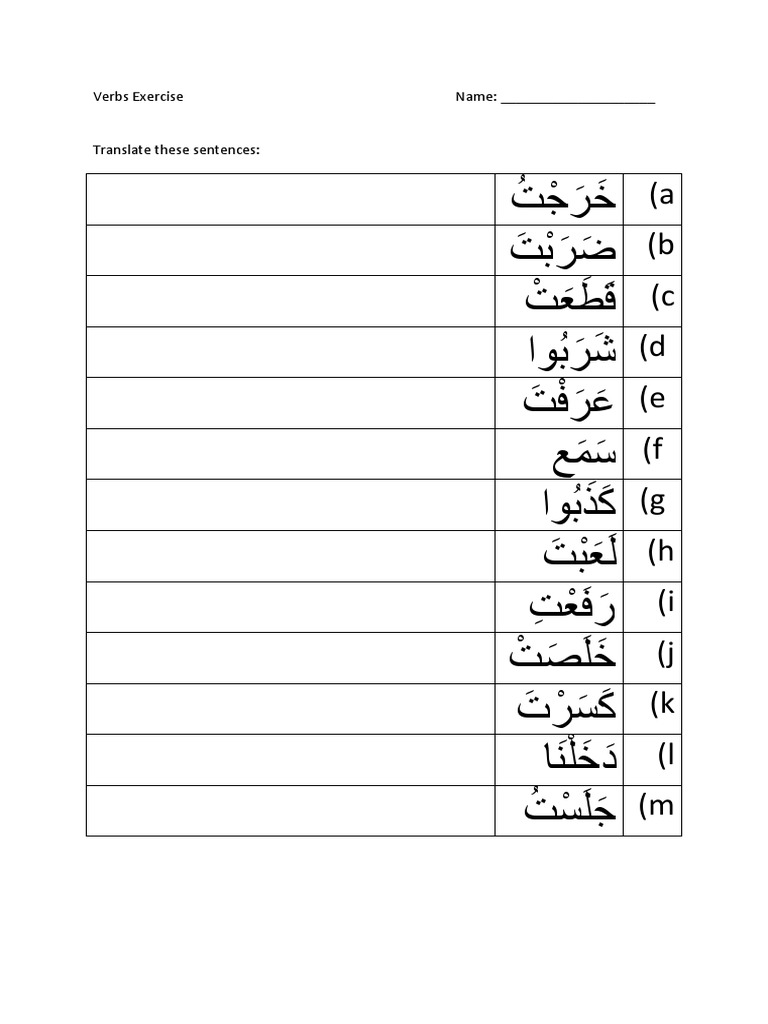 Arabic Past Tense Conjugation Exercise | PDF | Language Arts & Discipline