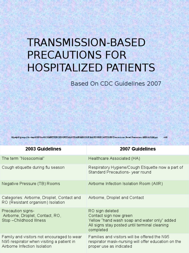 Transmission-Based Precautions Guide | PDF | Methicillin Resistant ...