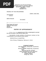 Formal Entry of Appearance Sample | PDF