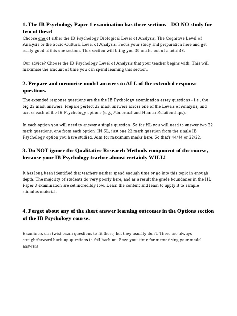 4 Tips For A 7 in IB Psychology | PDF