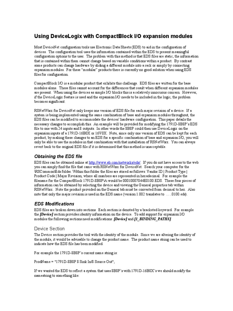 Using DeviceLogix With CompactBlock | PDF | Bit | Modularity