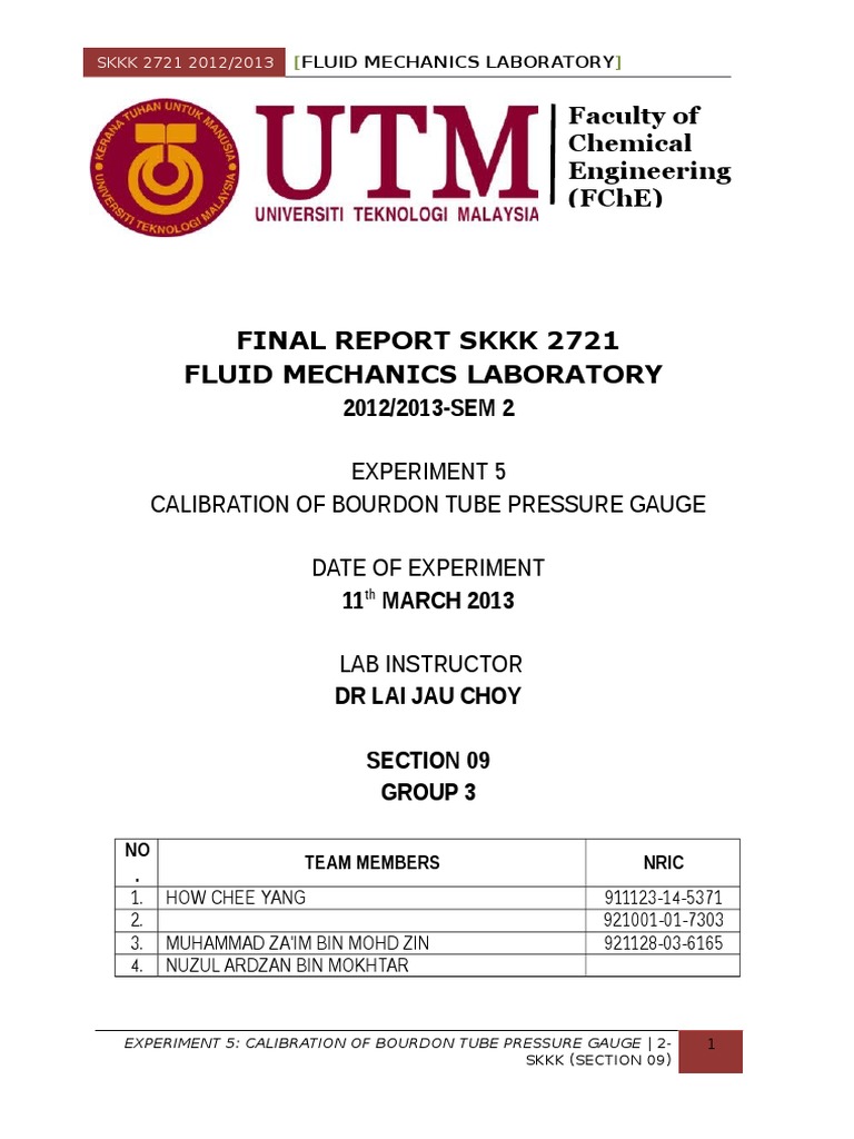 EXP5 | PDF | Pressure Measurement | Calibration