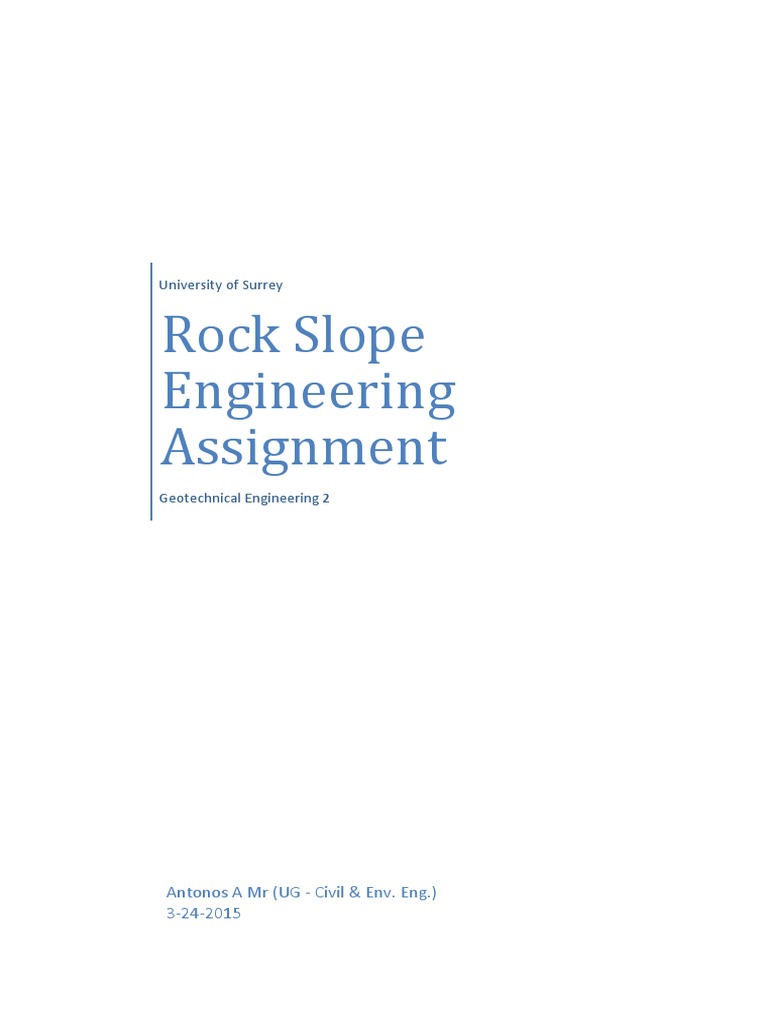 Rock Slope Engineering Assignment: University of Surrey | PDF | Soil ...