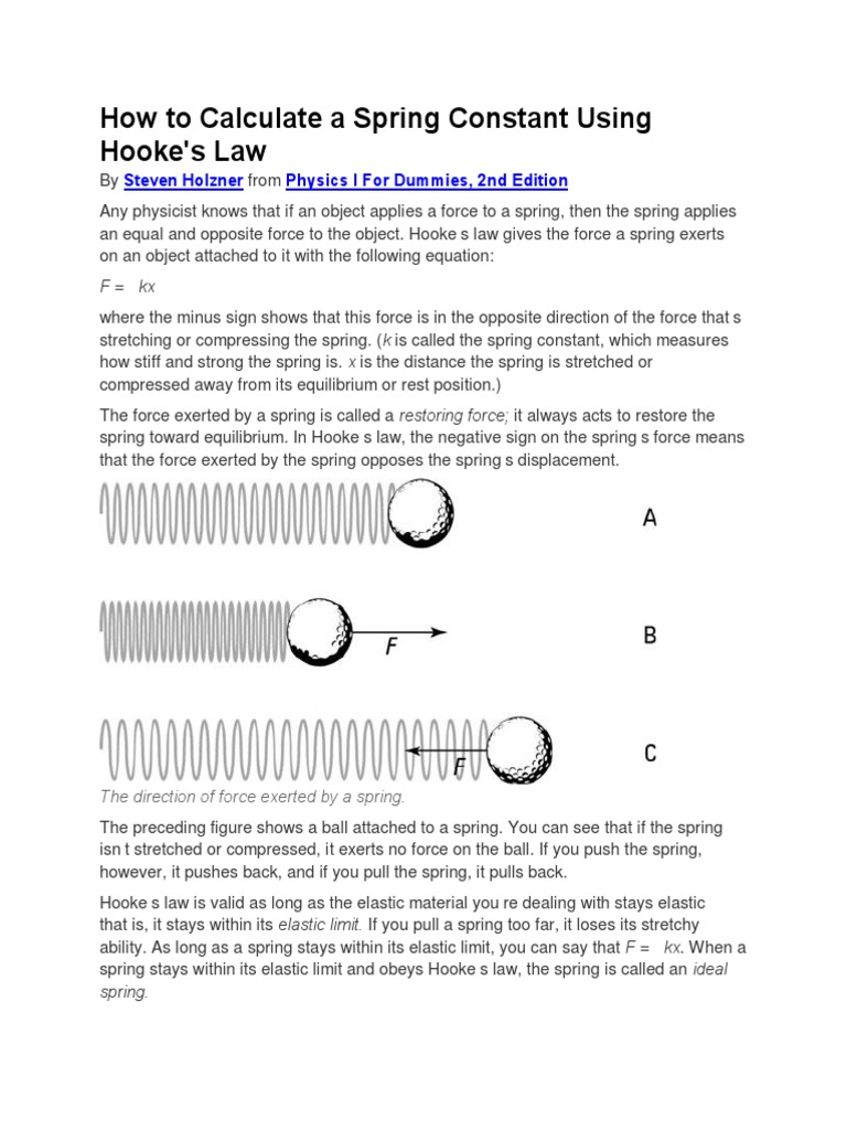 How To Calculate A Spring Constant Using Hooke's Law | PDF | Kilogram ...