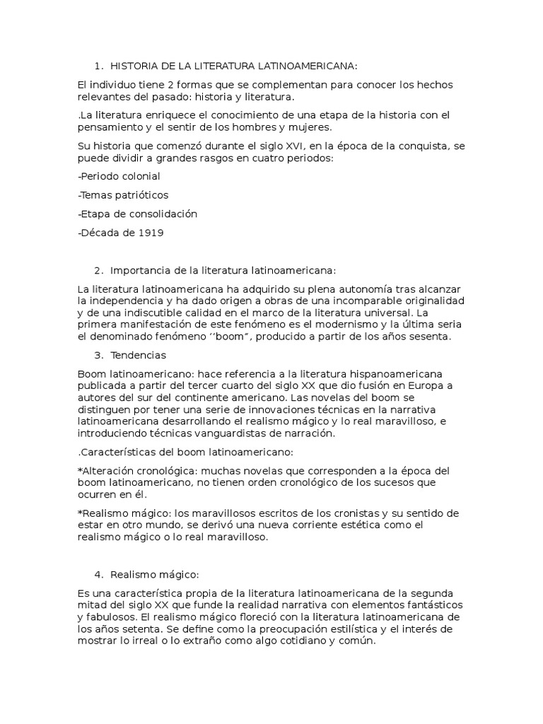 Historia de La Literatura Latinoamericana | PDF