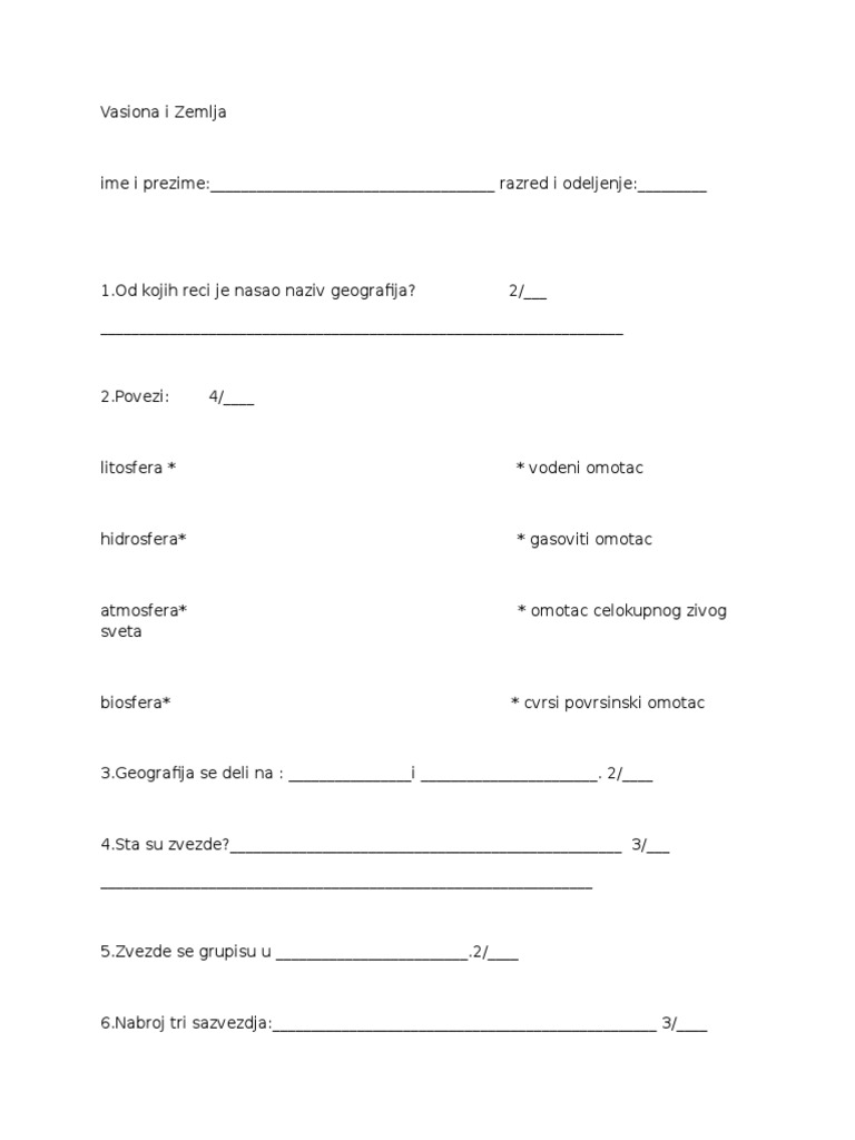 Geografija - Vasiona I Zemlja | PDF