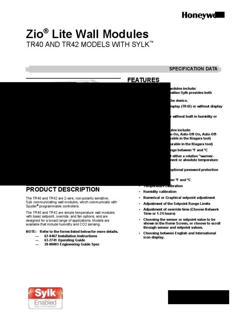 Zio Lite TR40 & TR42 - Spec Sheet | PDF | Calibration | Computer ...