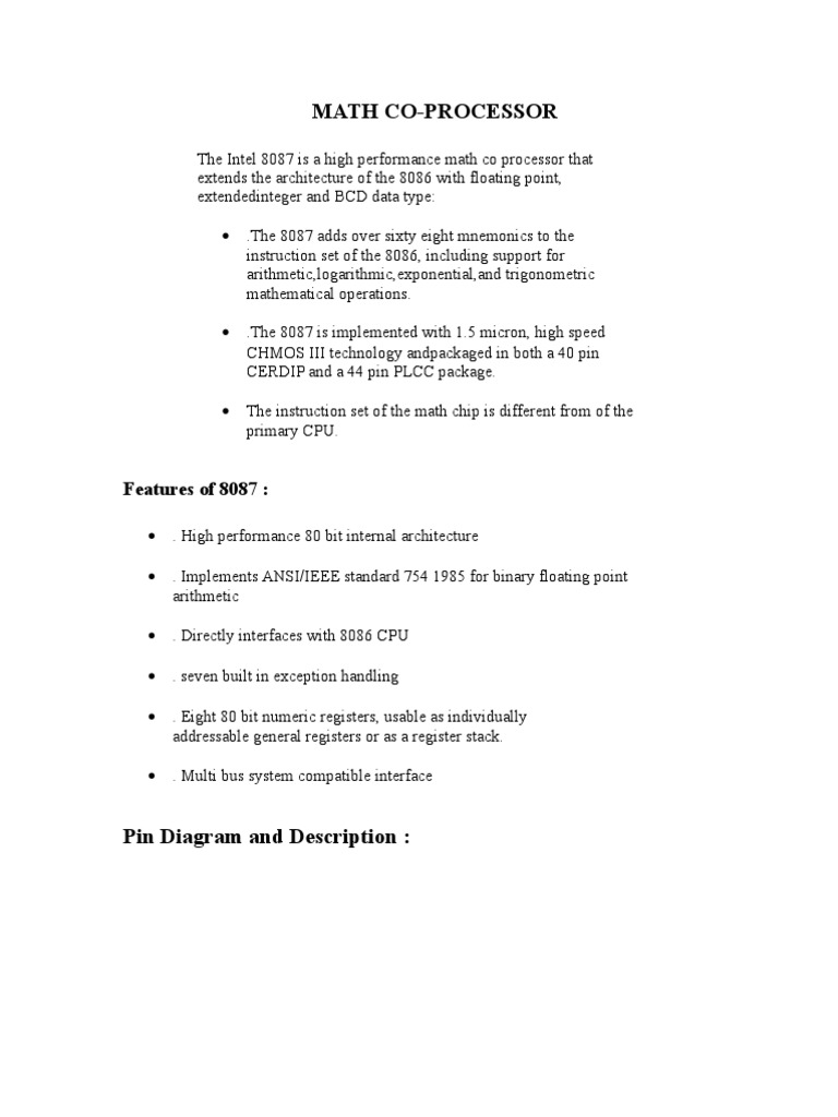 Math Coprocessor | PDF | Input/Output | Electronic Design