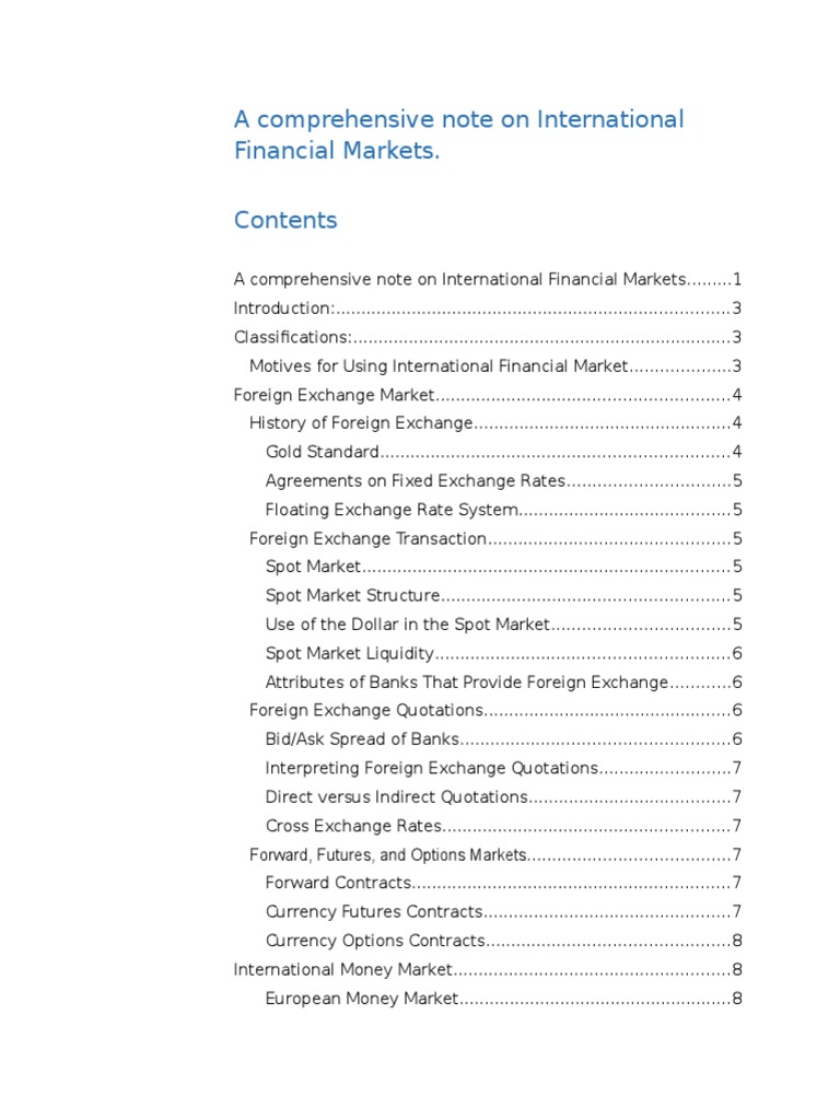 Overview of International Financial Markets | PDF | Foreign Exchange ...