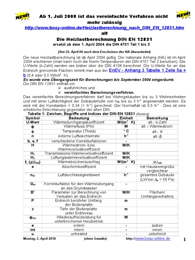 Anleitung DIN en 12831 Vereinfacht-Neu | PDF