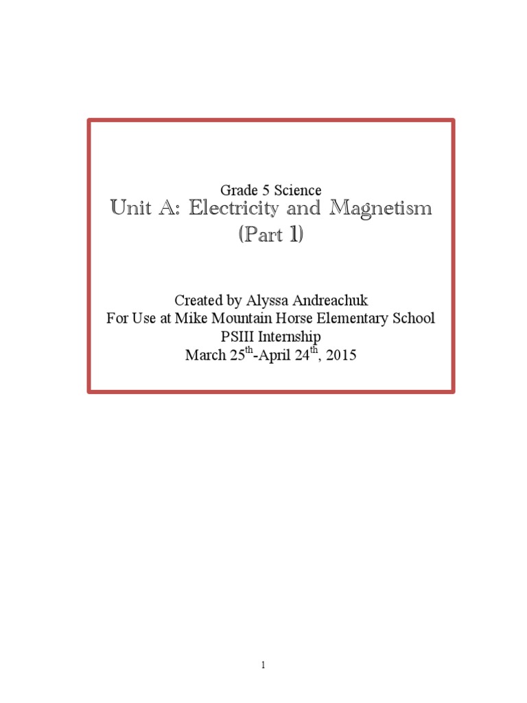 PDF Electricity Magnetism Unit Plan | PDF | Electricity | Electric Current