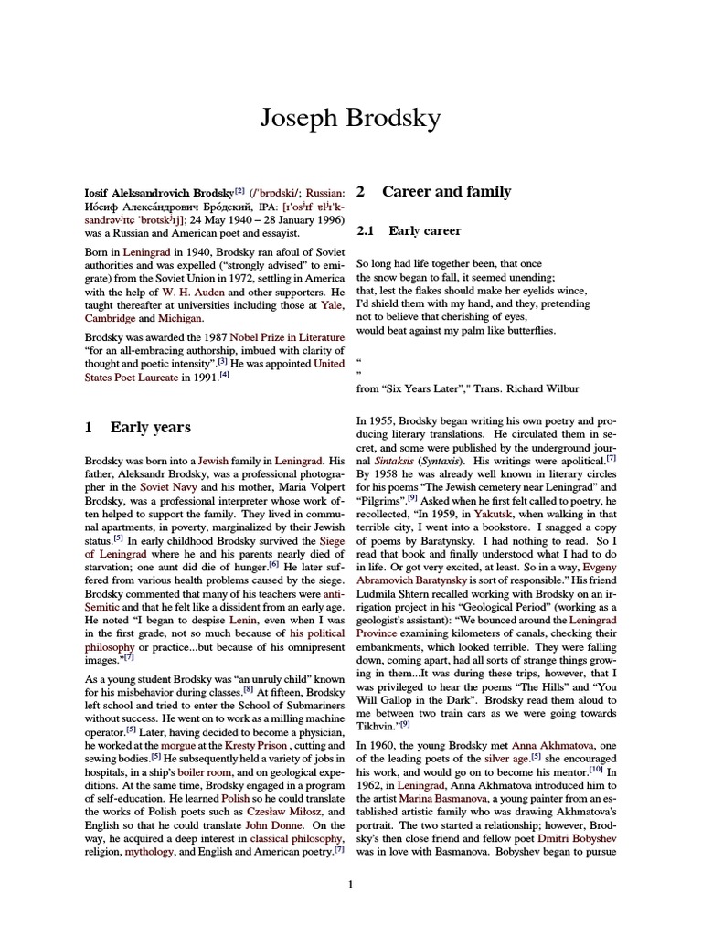 Joseph Brodsky | PDF | Poetry